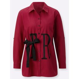 WITT Damen Longbluse mit Stickerei-Schriftzug, kirsche-schwarz, Gr&ouml;&szlig;e 50