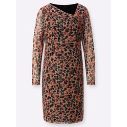 WITT Damen Druckkleid in Mesh-Qualit&auml;t, braun-schwarz-bedruckt, Gr&ouml;&szlig;e 40