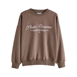next Sweatshirt 'Polaroids Picturesque' Damen Gr&ouml;&szlig;e L/XL braun / gr&uuml;n / rosa / wei&szlig;