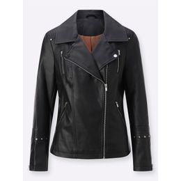 WITT Damen Lederimitatjacke im Biker-Look, schwarz, Gr&ouml;&szlig;e 40