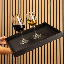 Silwy Metall Tablett Leder-Look 41,5 x 31,5 x 4 cm - Ordnungssysteme