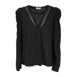Influencer Blouse 'Trimmed' Damen Gr&ouml;&szlig;e M schwarz