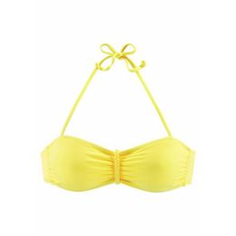 Buffalo Bandeau-Bikini-Top 'Happy' gelb Gr. 38 Cup A/B. Mit Flechtdetails. Mit Seitlichen St&auml;bchen Und Ohne B&uuml;gel