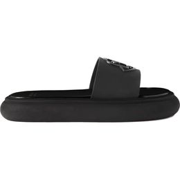 Moncler Sandalen - Cushioned Black Logo Slides With Relief Detail - Gr. 40 (EU) - in Schwarz - f&uuml;r Damen