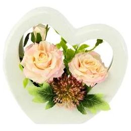 Kunstblume I.GE.A. "Rosenarrangement", rosa (hellrosa), B:22cm H:20cm L:20cm, Kunstpflanzen, In Keramikvase