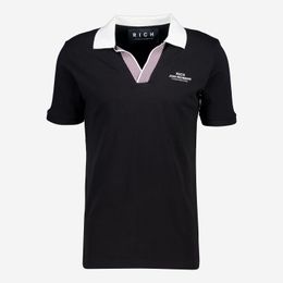 John Richmond Schwarzes Poloshirt mit V-Ausschnitt
