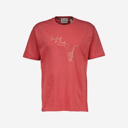Scotch & Soda Rotes T-Shirt mit Logo-Stickerei