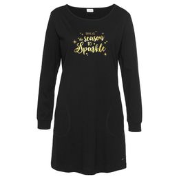 Lascana Nachthemd Damen Größe L/XL gold / schwarz