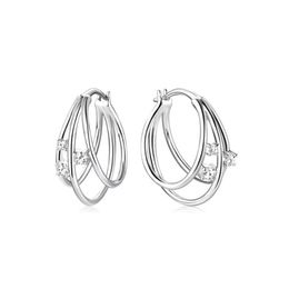 Rougemont Jewellery Earrings 'Funkelnde Moissanit Creolen Ohrringe mit Echtheitszertifikat' female Silver size One Size