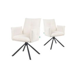 DUBI Möbel 2er-Set: Drehstuhl Mika-Nevio in Creme - (B)60 x (H)88 x (T)63 cm | Gr.: onesize
