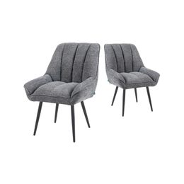 DUBI Möbel 2er-Set: Esszimmerstuhl Mika-Tara in Grau - (B)60 x (H)88 x (T)68 cm | Gr.: onesize