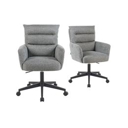 DUBI Möbel 2er-Set: Bürostuhl Mika-Riko in Grau - (B)60 x (H)92 x (T)66 cm | Gr.: onesize