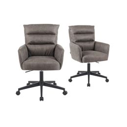 DUBI Möbel 2er-Set: Bürostuhl Mika-Riko in Taupe - (B)60 x (H)92 x (T)66 cm | Gr.: onesize