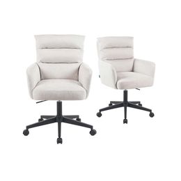 DUBI Möbel 2er-Set: Bürostuhl Mika-Riko in Creme - (B)60 x (H)92 x (T)66 cm | Gr.: onesize
