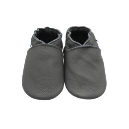 Yihakids Baby Leder Krabbelschuhe, mit rutschfester Sohle &ndash; Grau | Gr.: 20/21