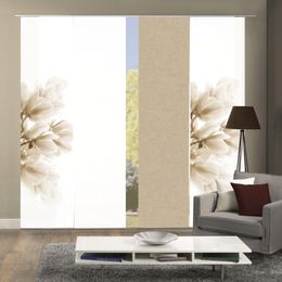 Schiebegardine Home Wohnideen "KESSI 4er SET" Gr. 1, beige (sand), B:60cm H:245cm, Polyester, Gardinen, Schiebevorhang Digidruck 4er Set KESSI