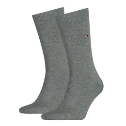 Socken Tommy Hilfiger "TH MEN SOCK CLASSIC 2P", Herren, Gr. 43-46, grau (middle grau melange), Baumwollmischung, normal, Socken, Mit eingestricktem Flag-Logo