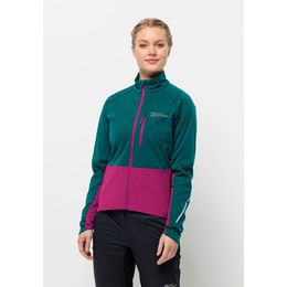Fahrradjacke Jack Wolfskin "MOROBBIA JKT W", Damen, Gr. XS (34), grün (sea, grün), 1. OBERSTOFF 100% POLYESTER 2. OBERSTOFF 91% POLYAMID, 9% ELASTHAN FUTTER 100% POLYESTER, Jacken