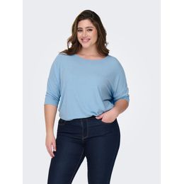 3/4-Arm-Shirt Only CARMAKOMA "CARLAMOUR 3/4 TOP JRS NOOS", Damen, Gr. L, soft chambray, Single Jersey, Obermaterial: 65% Polyester, 30% Viskose, 5% Elasthan, unifarben, regular fit normal, Rundhals, Shirts