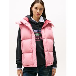 Steppweste Tommy Jeans "TJW ALASKA GRID DOWN VEST", Damen, Gr. M (38), rosa (mystic pink), Web, Obermaterial: 100% Polyester, unifarben, regular fit, hoch geschlossener Ausschnitt, Westen Steppweste