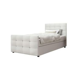Höffner Boxbett mit Stauraum Matratze H3 und Topper Kleo weiß Maße (cm): B: 120 H: 105 » Höffner
