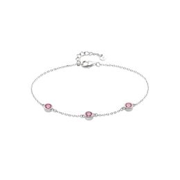 HECHTER PARIS Armband »Schmuck Geschenk Silber 925 Armschmuck Armkette Ankerkette« mit Zirkonia (synth.) silberfarben-pink + pink 19 cm Edler...
