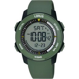 Lorus Chronograph Armbanduhr, Quarzuhr, Herrenuhr, bis 10 bar wasserdicht, digital grün Sportive Herrenarmbanduhr