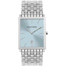 Jacques Lemans Quarzuhr »Nizza« Armbanduhr, Damenuhr, Herrenuhr, Datum, Edelstahlarmband silberfarben-hellblau Attraktive Armbanduhr