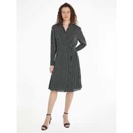 Tommy Hilfiger Blusenkleid »FLUID VISCOSE CREPE KNEE DRESS« mit Logopatch Blue_Stripe 46 - N-Gr N-Gr 46 100% Viskose: bietet ein weiches...