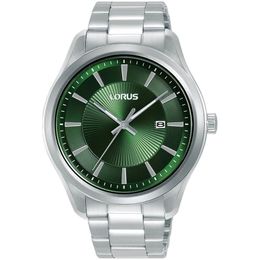 Lorus Quarzuhr &raquo;Classic&laquo; Armbanduhr, Herrenuhr, Edelstahlarmband, analog, Tag silberfarben-gr&uuml;n Stilsichere Herrenarmbanduhr