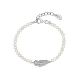 Engelsrufer Armband »The glory of pearls, Feder, ERB-GLORY-FEDER, ERB-GLORY-FEDER-G« mit Süßwasserzuchtperle silberfarben-weiß 20 cm Armband mit Feder