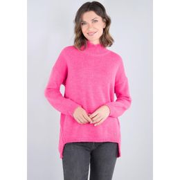 Please Jeans Damen Stehkragenpullover hinten l&auml;nger geschnitten pink 1