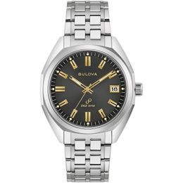 Bulova Quarzuhr &raquo;Jet Star&laquo; Armbanduhr, Herrenuhr, Damenuhr, Edelstahlarmband, Saphirglas silberfarben-schwarz Modische Armbanduhr f&uuml;r Sie &amp; Ihn