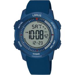Lorus Chronograph Armbanduhr, Quarzuhr, Herrenuhr, bis 10 bar wasserdicht, digital blau Sportive Herrenarmbanduhr