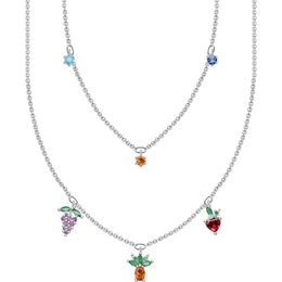 Thomas Sabo Kette mit Anhänger »bunte Früchte silber, KE2098-477-7-L45V« mit Glas-Keramik Stein, Zirkonia (synth.) silberfarben-orange-weiß 45...