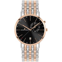 Jacques Lemans Quarzuhr »Nizza« Armbanduhr, Damenuhr, Herrenuhr, Datum, Edelstahlarmband silberfarben-roségoldfarben Elegante Armbanduhr