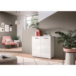 Inosign Kommode »Valge, Breite 80 cm, 2 Türen, 2 Einlegeböden, 3 Fächer« Front-Rillenfräsung, Schuhkommode, Anrichte, Schrank, Sideboard weiß 0