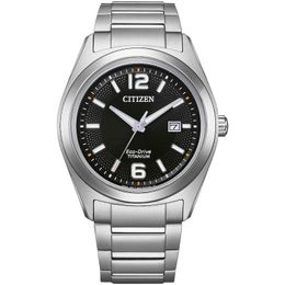Citizen Solaruhr Armbanduhr, Herrenuhr, Titan, Datum titansilberfarben-schwarz Stilvolle Herrenarmbanduhr