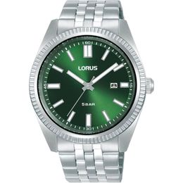 Lorus Quarzuhr Armbanduhr, Herrenuhr, Damenuhr, Datum, Edelstahlarmband silberfarben-grün Ansprechende Uhr für Sie & Ihn