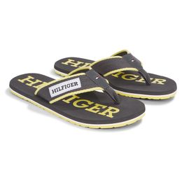Tommy Hilfiger Zehentrenner »PATCH HILFIGER BEACH SANDAL«, Sommerschuh, Schlappen, Poolslides, Badeschuh, mit Logoschriftzug grau-gelb 47 47...
