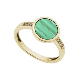 Firetti Fingerring »Schmuck Geschenk Gold 333 Damenring Goldring Edelstein Farbstein« mit Malachit - mit Brillanten gelbgoldfarben-grün 18...