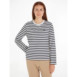 Tommy Hilfiger Langarmshirt »MODERN REG STRIPE C-NK LS« in gestreifter Optik mit Markenlabel Reg Stp Ancient White/ Desert Sky M (38) M (38)...