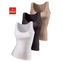Vivance ACTIVE Unterhemd 3er-Pack, aus weicher Microfaser, Tanktop, Unterziehshirt beige, schwarz, weiß 36/38 36/38 Vivance Tanktops im 3er-Pack