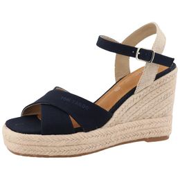 Tom Tailor High-Heel-Sandalette »Jolanda«, Sommerschuh, Sandale, Keilabsatz, mit verstellbarem Ristriemchen navy-beige 38 38 Sandalette mit...