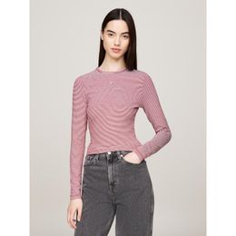 Tommy Jeans Langarmshirt »TJW SLIM STRIPE ESSENTIAL RIB LS« in Rippenoptik, Streifendessin regatta red L (40) L (40) Langarmshirt aus elastischer...
