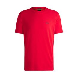 BOSS Green Rundhalsshirt »Tee« mit gummiertem Kontrast-Logo Open Red645 6XL 6XL Kurzarm für angenehmen Tragekomfort