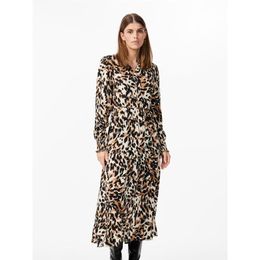 Y.A.S Maxikleid »YASALIRA LS LONG SHIRT DRESS S. NOOS« Sommerkleid, mit Volant Black AOP:Leo print XXL - N-Gr N-Gr XXL Relaxed Fit Passform...