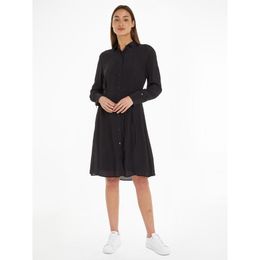 Tommy Hilfiger Blusenkleid »FLUID VISCOSE CREPE KNEE DRESS« mit Logopatch Black 42 - N-Gr N-Gr 42 100% Viskose: bietet ein weiches Tragegefühl und...