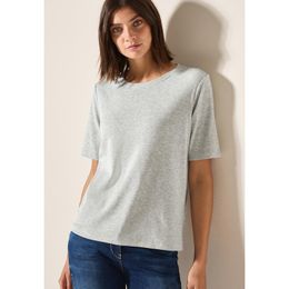 Cecil T-Shirt mit feiner Ripp Struktur fog grey melange S (38) S (38) Shirt f&uuml;r Damen von Cecil