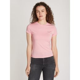 Tommy Jeans T-Shirt »TJW SLIM LINEAR TEE« mit Logoschriftzug ballet pink M (38) M (38) Kurzarm und Rundhalsausschnitt mit Rippbündchen für...